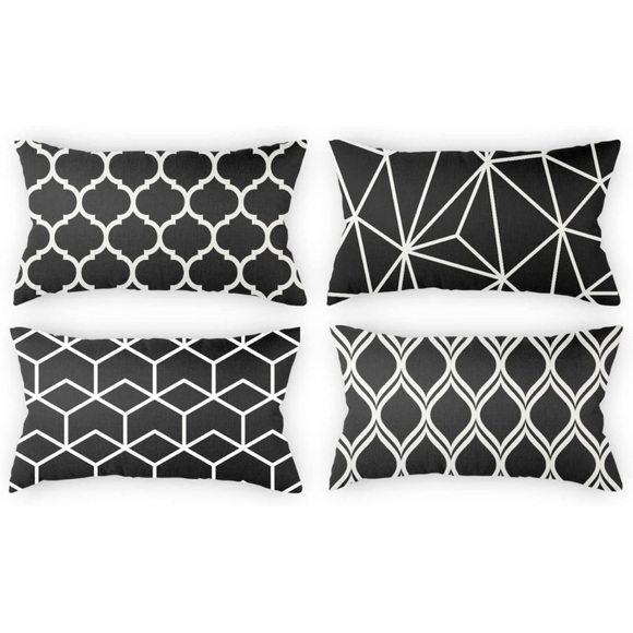 Accents | Geometric Design Lumbar Throw Pillows Covers Set Of 4 12x2 ...